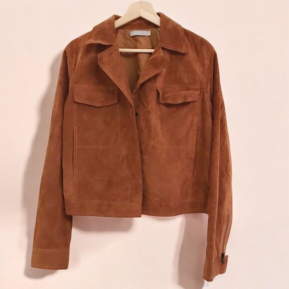 Vince | Jackets & Coats | Nwt Vince Dark Tan Calf Suede Moto Jacket ...